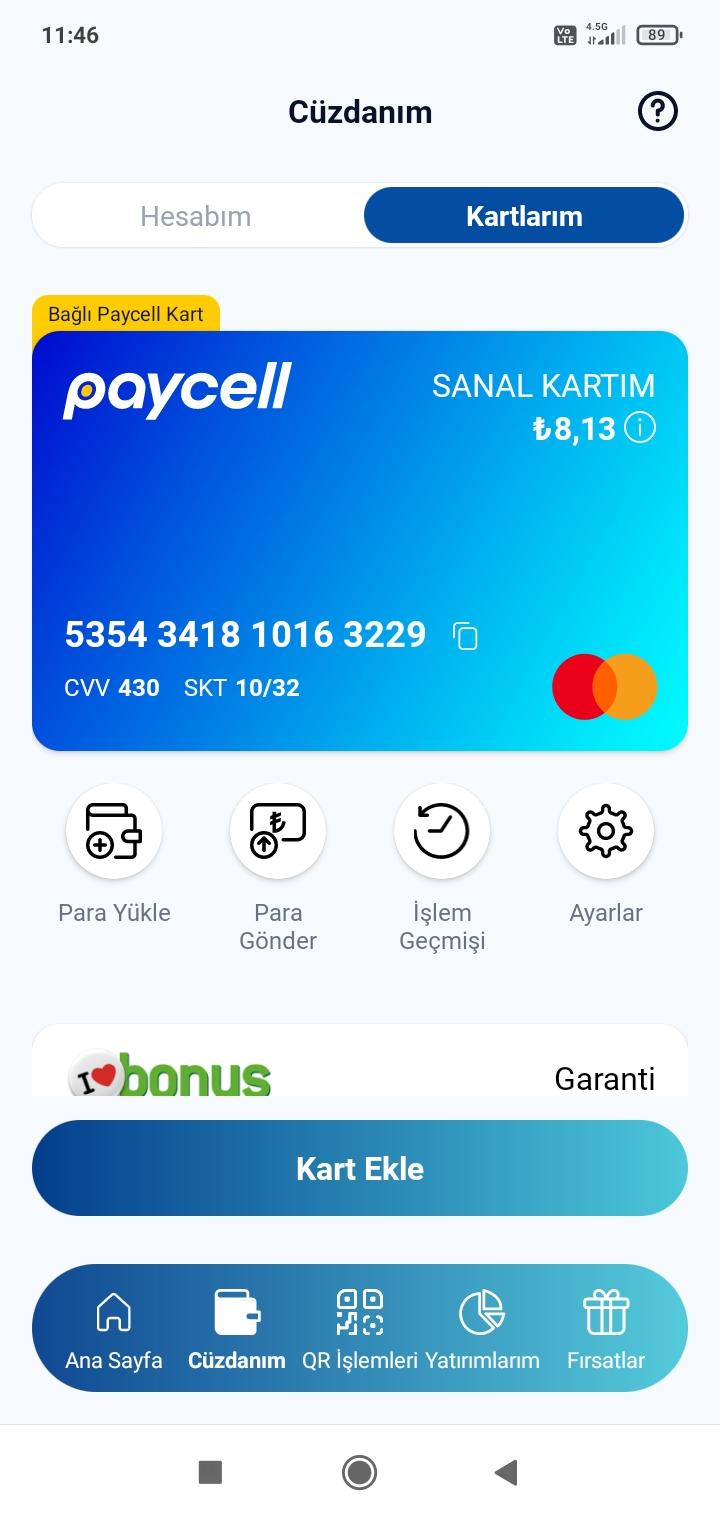 Paycell Uygulamasında Sanal Kartım Gözüküyor Paycell Kartım Gözükmüyor - Şikayetvar