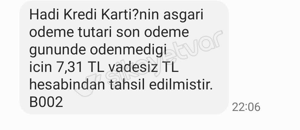 Hadi - TOMBANK Hadi Kredi Kartı Tom Bank - Şikayetvar