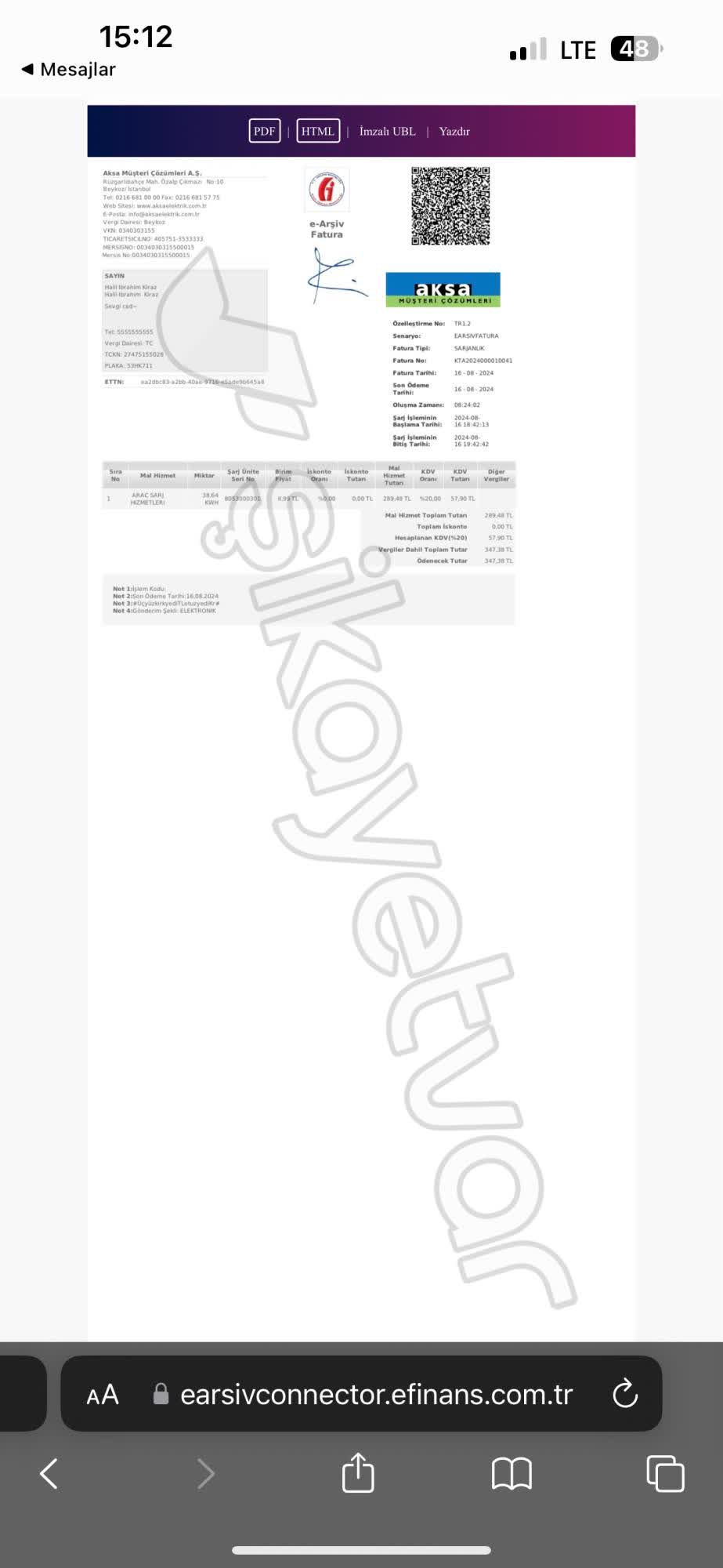 Aksa Şarj (iOS) Mobil Uygulaması Fazla İşlem Ücreti Kesiyor - Şikayetvar