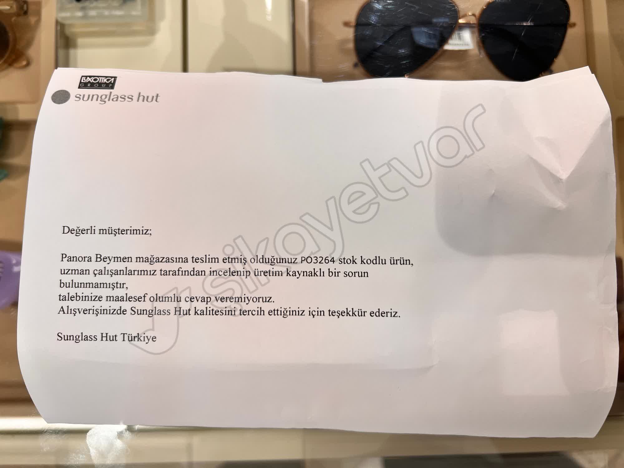 Ankara Panora Beymen Sunglass Hut Persol Gözlük - Şikayetvar