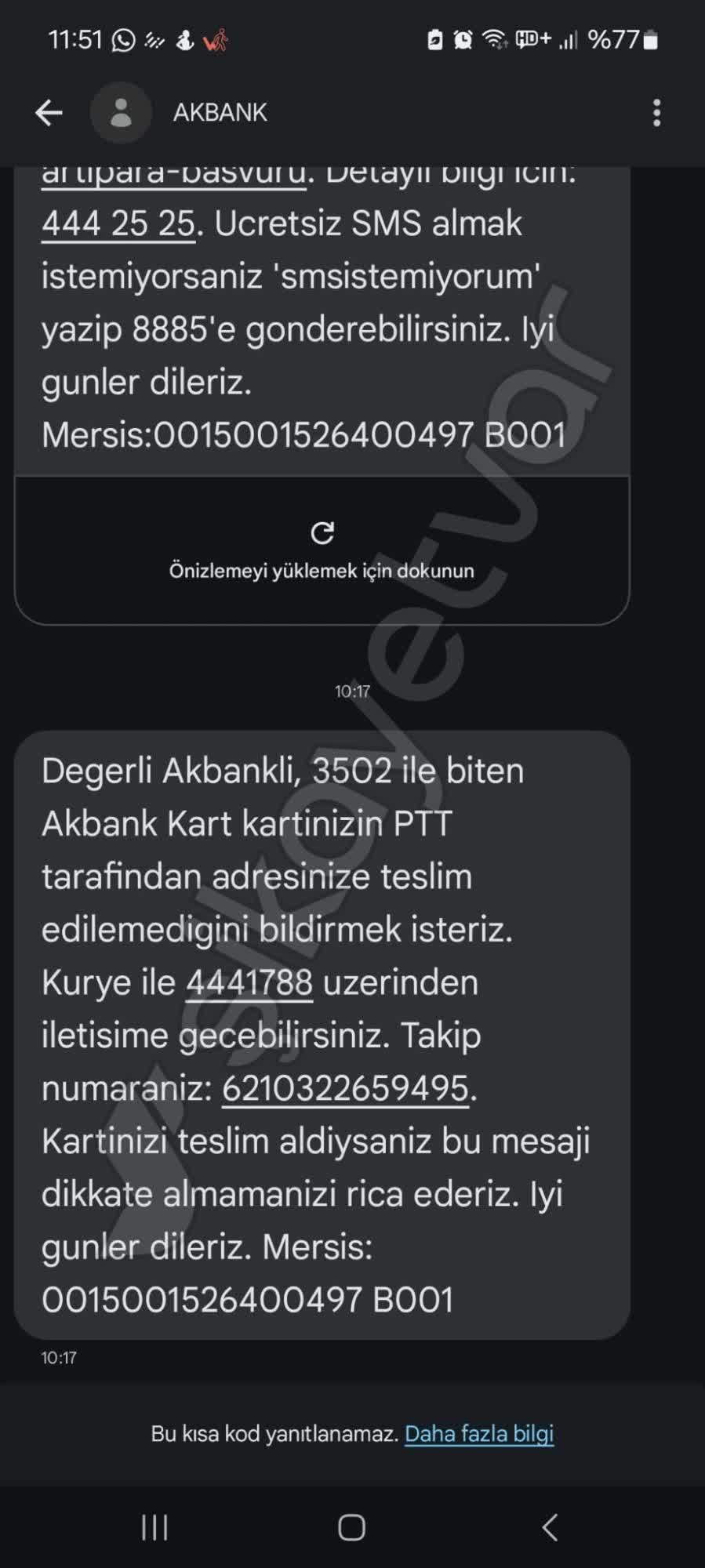Akbank Kartın PTT Kargo İle Kart Teslim Edilememesi - Şikayetvar