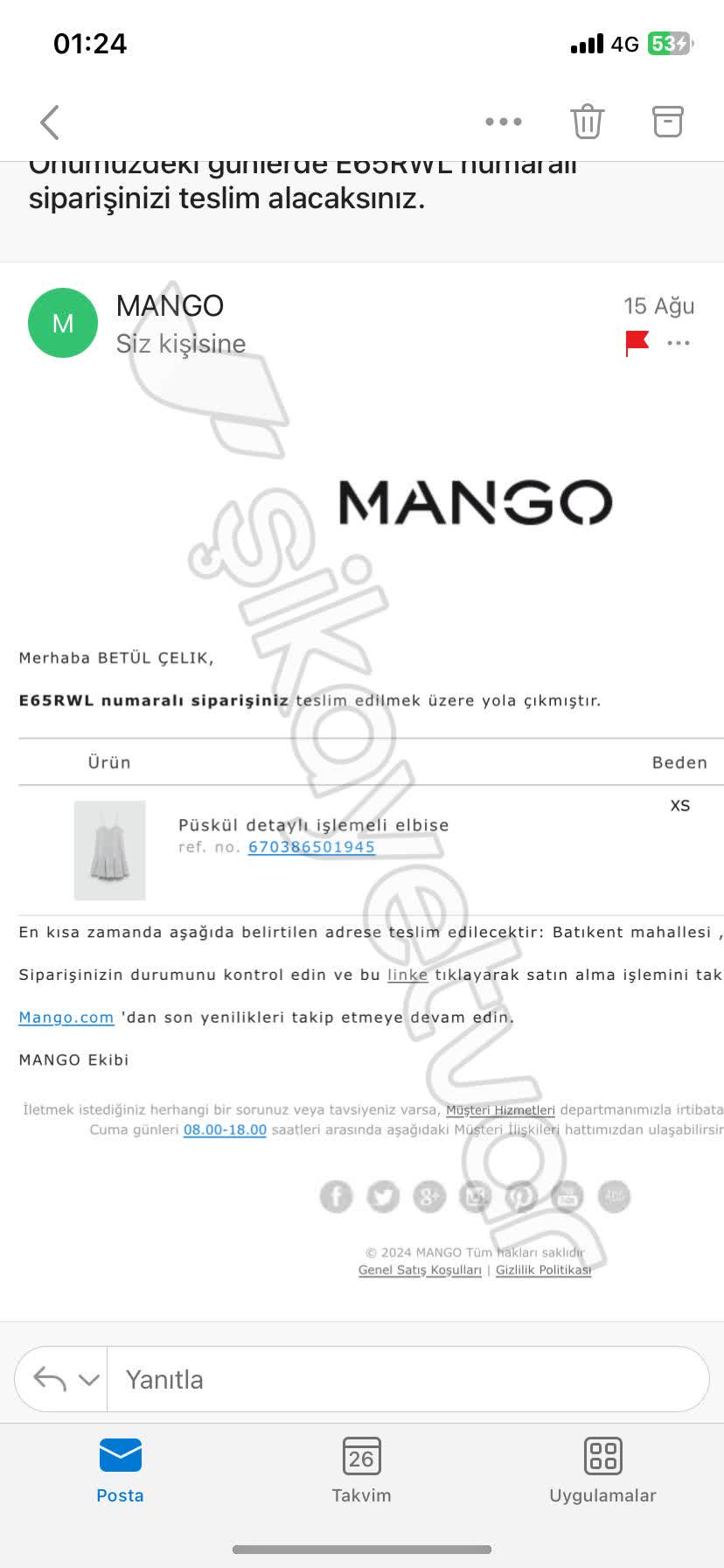 Mango Teslim Edilmeyen Ürün Şikayetvar