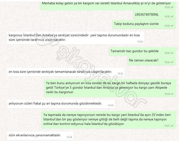 Turpex PTT PTT PİM Arnavutköy-kayıp Yurt Dışı Kargo - Şikayetvar