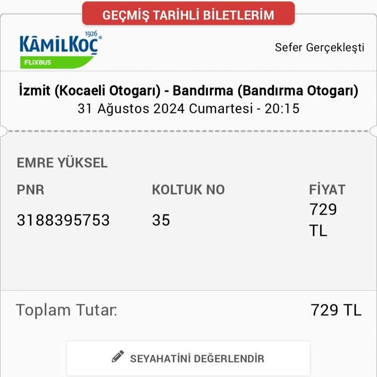 Kamil Koç Bandırma ve Firma Şikayetleri - Şikayetvar