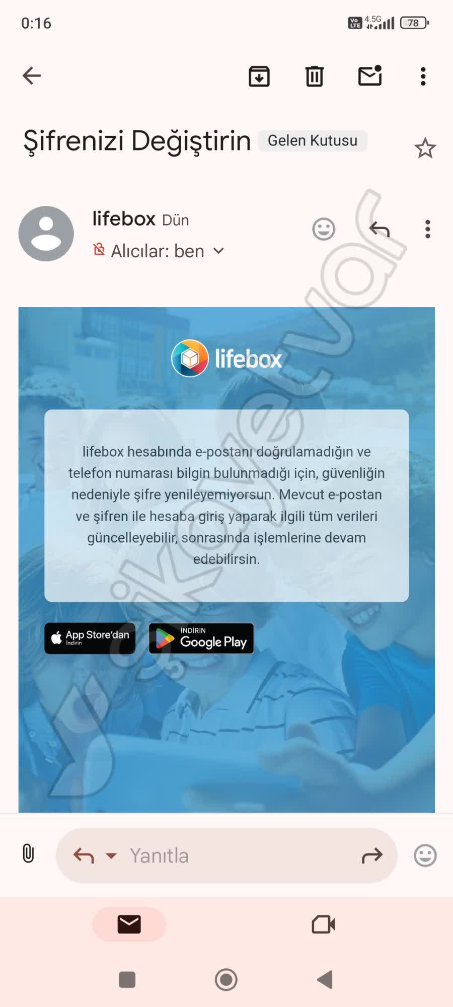 Lifebox Şifre Sıfırlama Sorunu - Şikayetvar