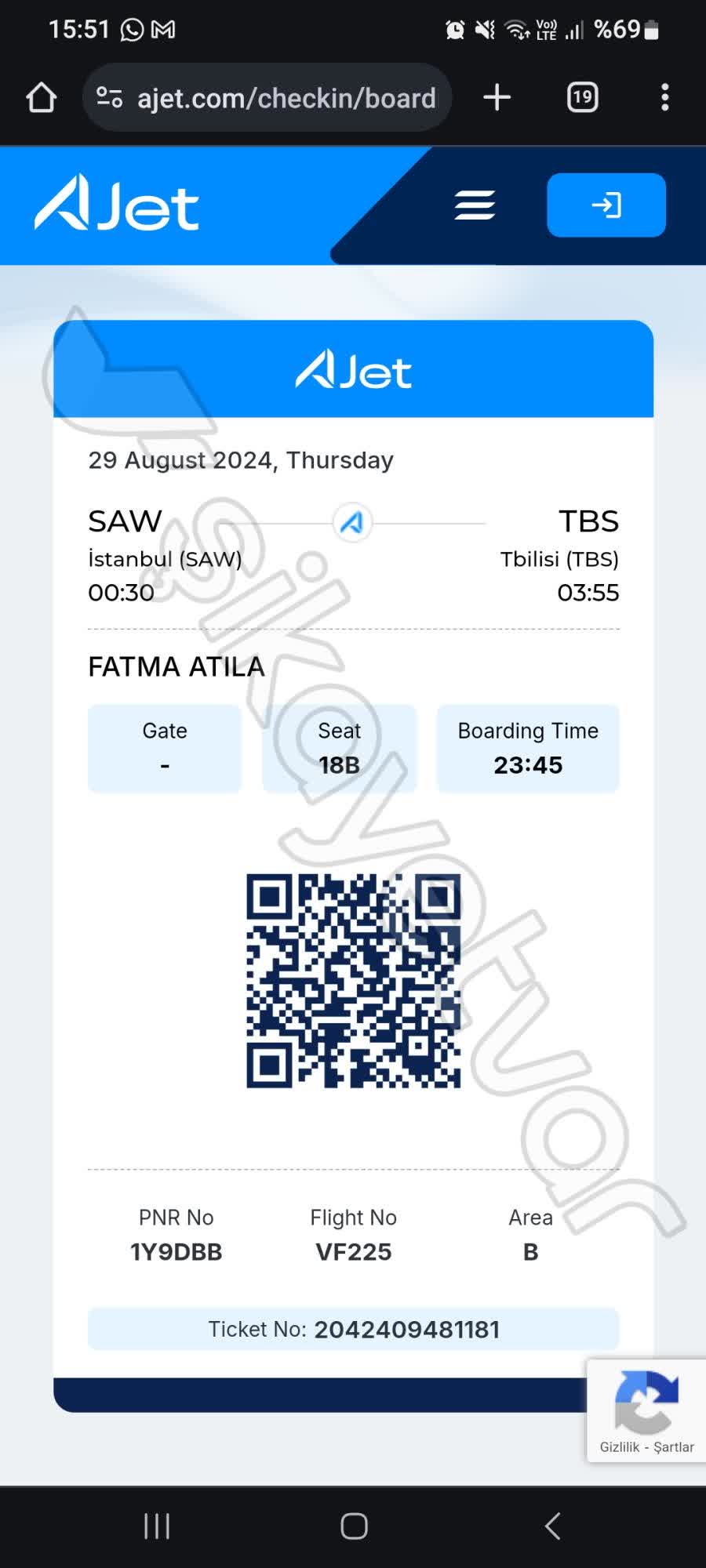 Ajet Check-in Problemi Mağduriyeti - Şikayetvar