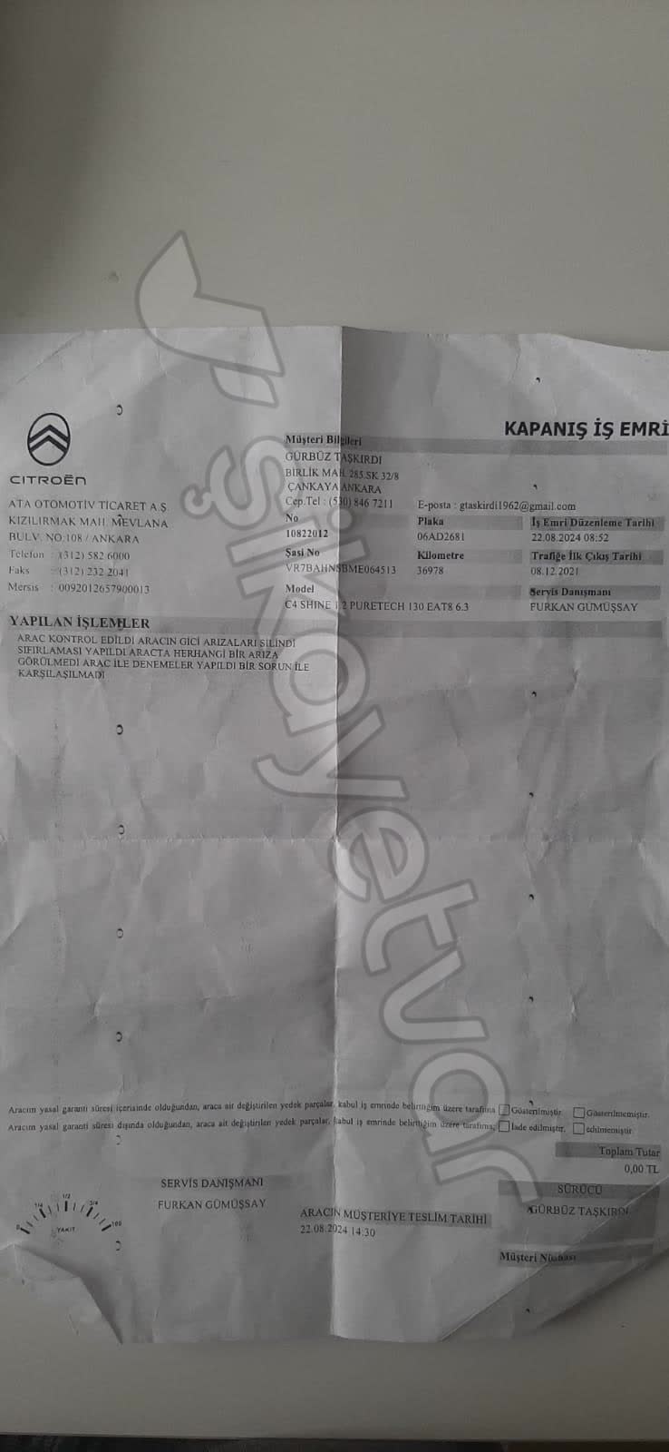 Citroen Ata Citroen C4 Arızasının Giderilememesi - Şikayetvar