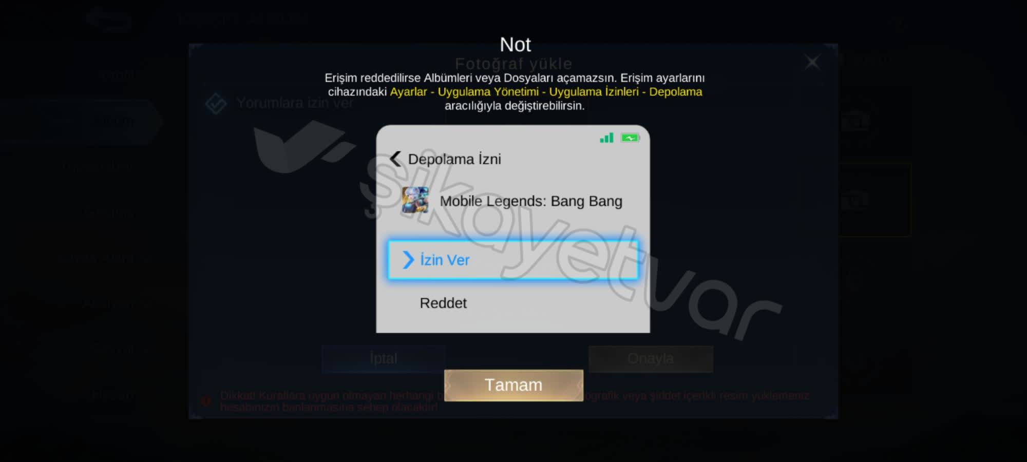 Mobile Legends Albüm Kısmında Resim Yükleyemiyorum. - Şikayetvar