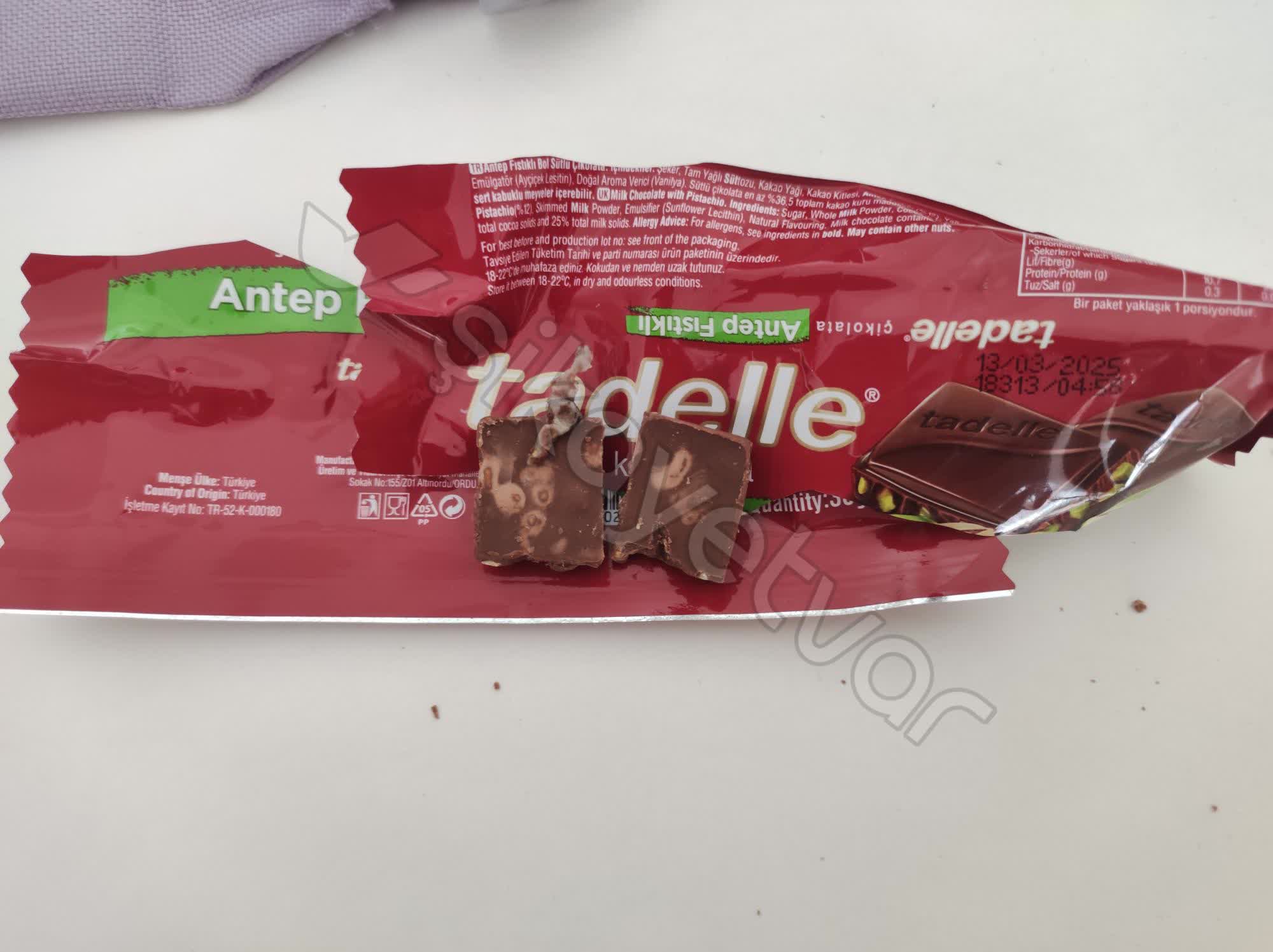 Tadelle Antep Fıstıklı Çikolata İçinden Yabancı Madde Çıktı! - Şikayetvar