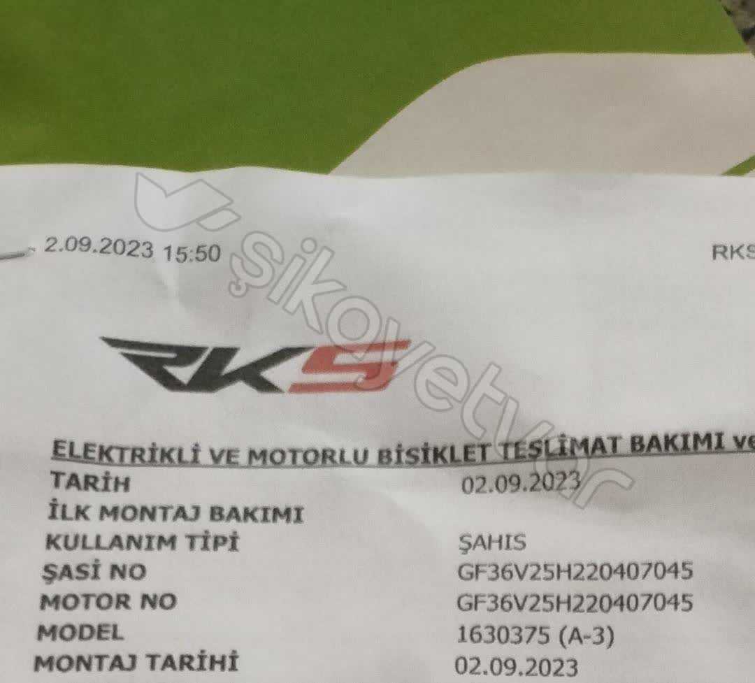 RKS Motor RKS Elektrikli Scooter 2 Yıl Garantisi Olduğu Halde Hizmet ...