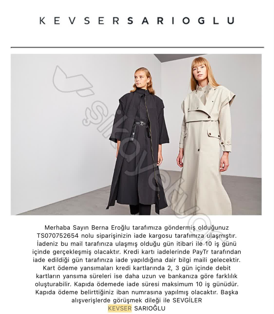 Kevser Sarıoğlu (Kevser Stüdyo) Yaklaşık İki Aydır İade Yapmıyor - Şikayetvar