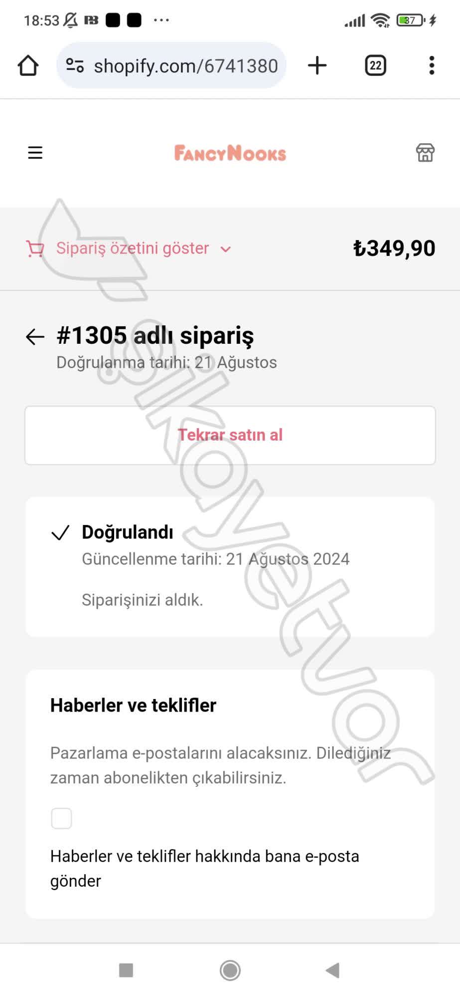 Shopify Shopify.com Üzerinden Yapılan Siparişe Yanıt Alınamıyor - Şikayetvar