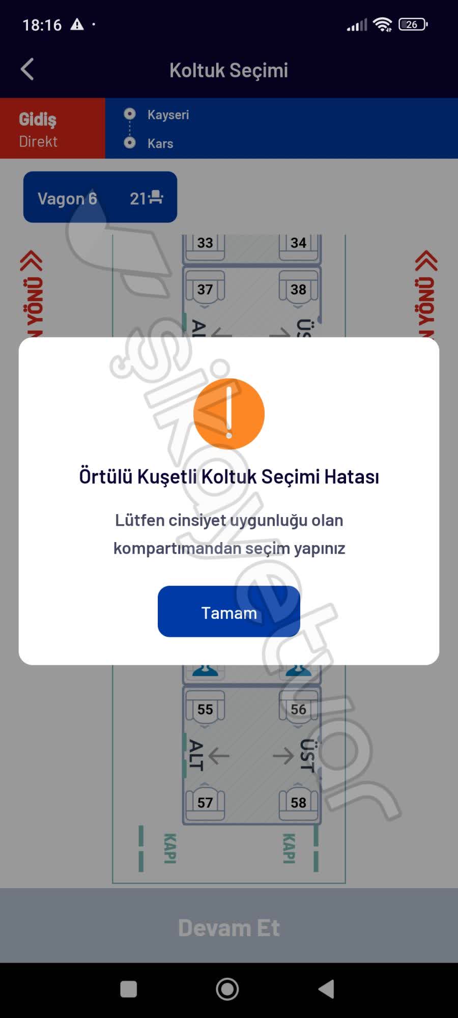 TCDD Bilet Alırken Cinsiyet Haksızlığı - Şikayetvar