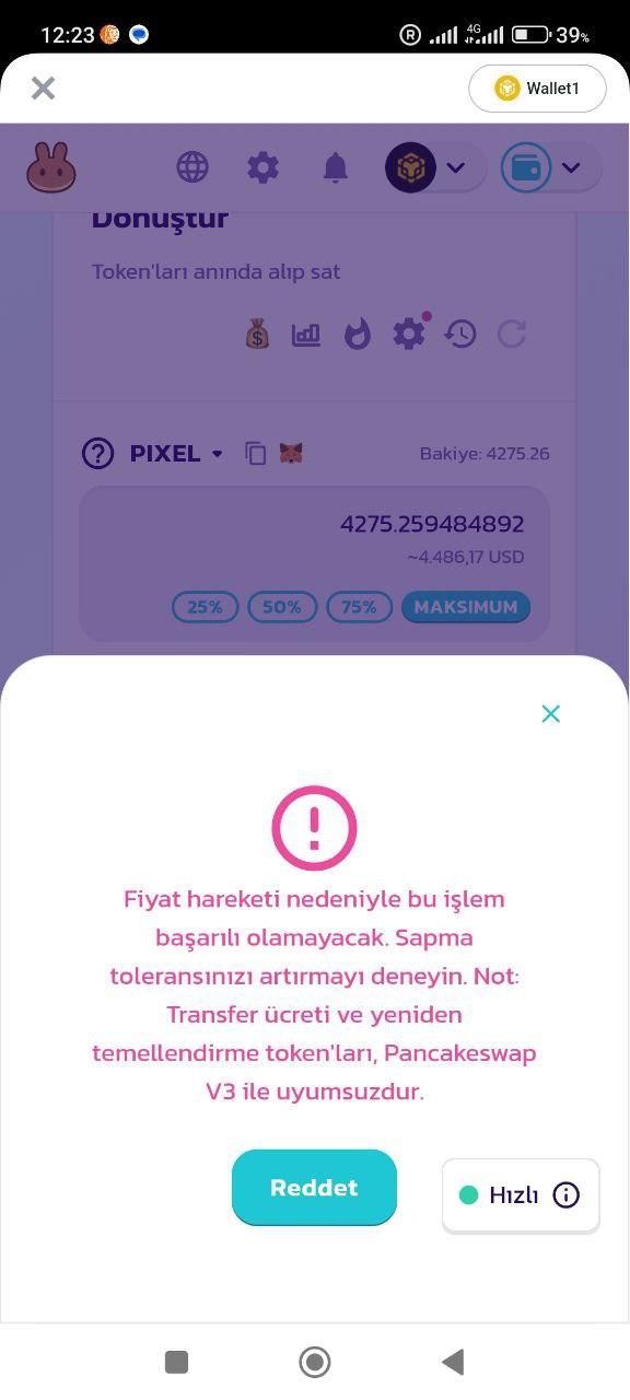 Pancakeswap Error al Vender Token Pixel - Xolvie