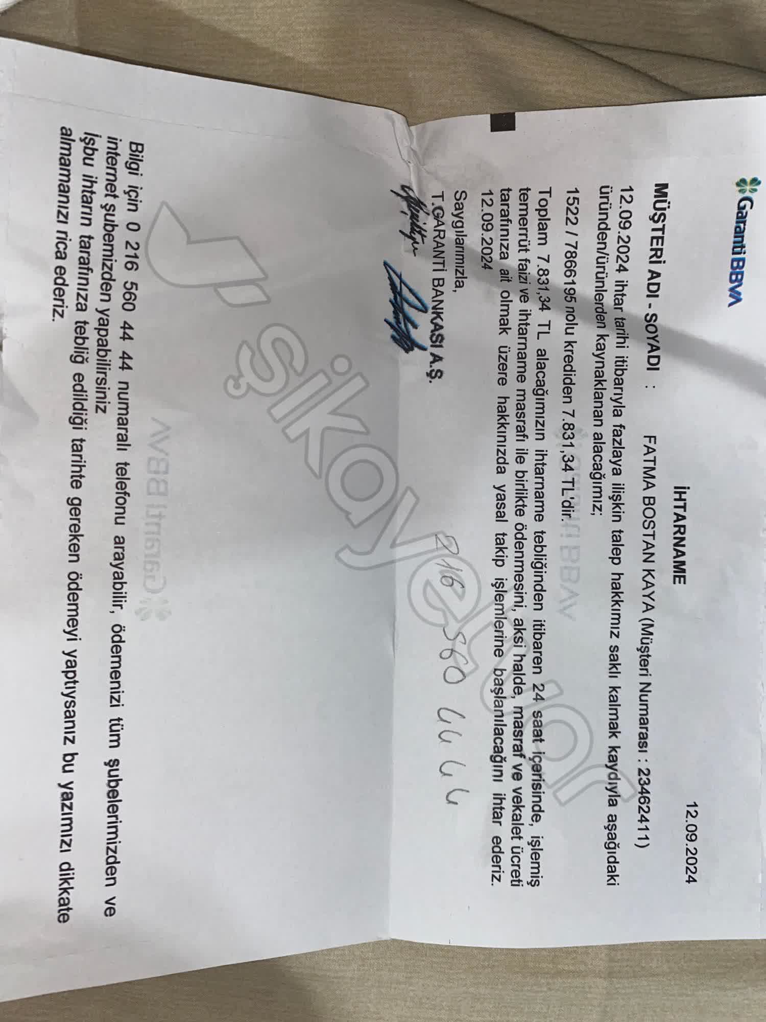 Garanti BBVA Garanti Bankası İhtarname Ve Aynı Gün İcra Dosyası ...