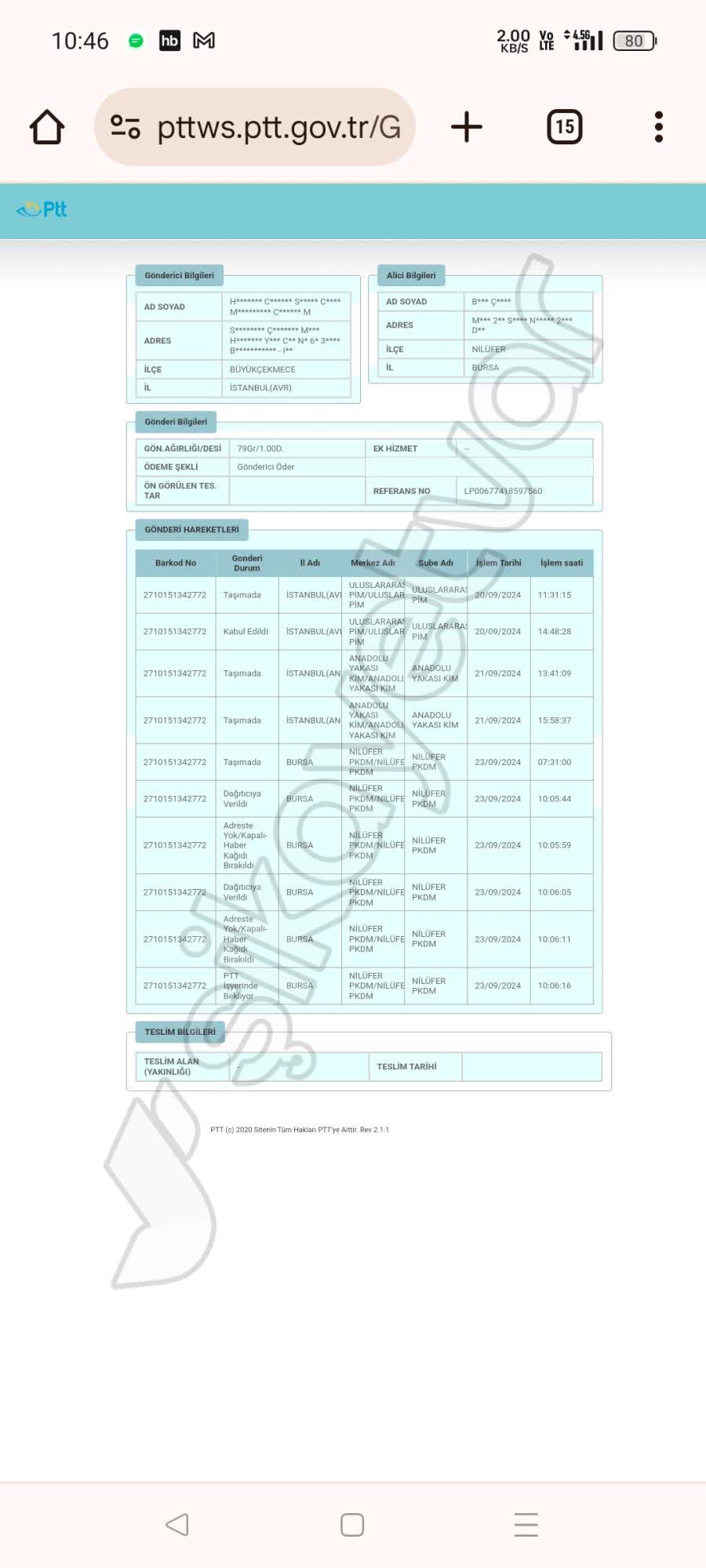 Turpex PTT PTT Kargo Ne Zaman Gelir? - Şikayetvar