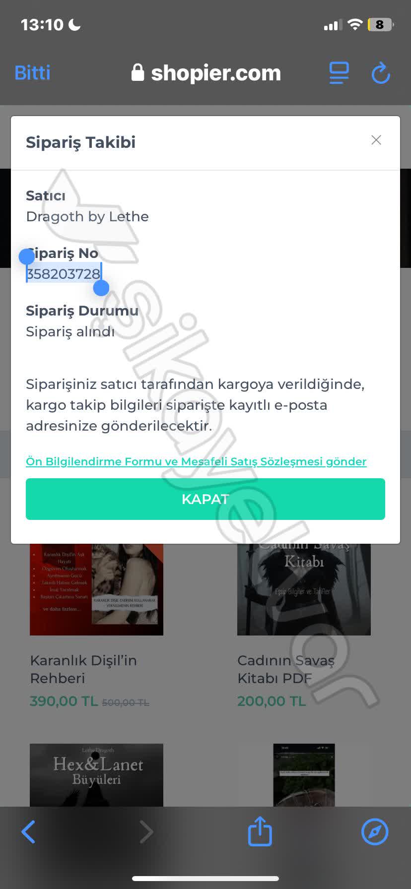 Shopier Sipariş İptali Ve Geri Dönüş Eksikliği - Şikayetvar
