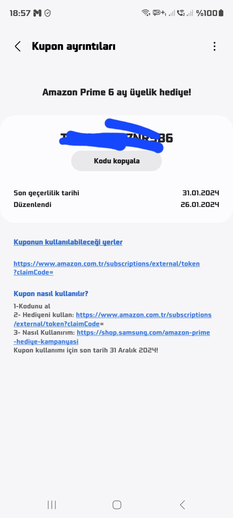 Samsung S24: Código de Activación de Amazon Prime No Válido - Xolvie