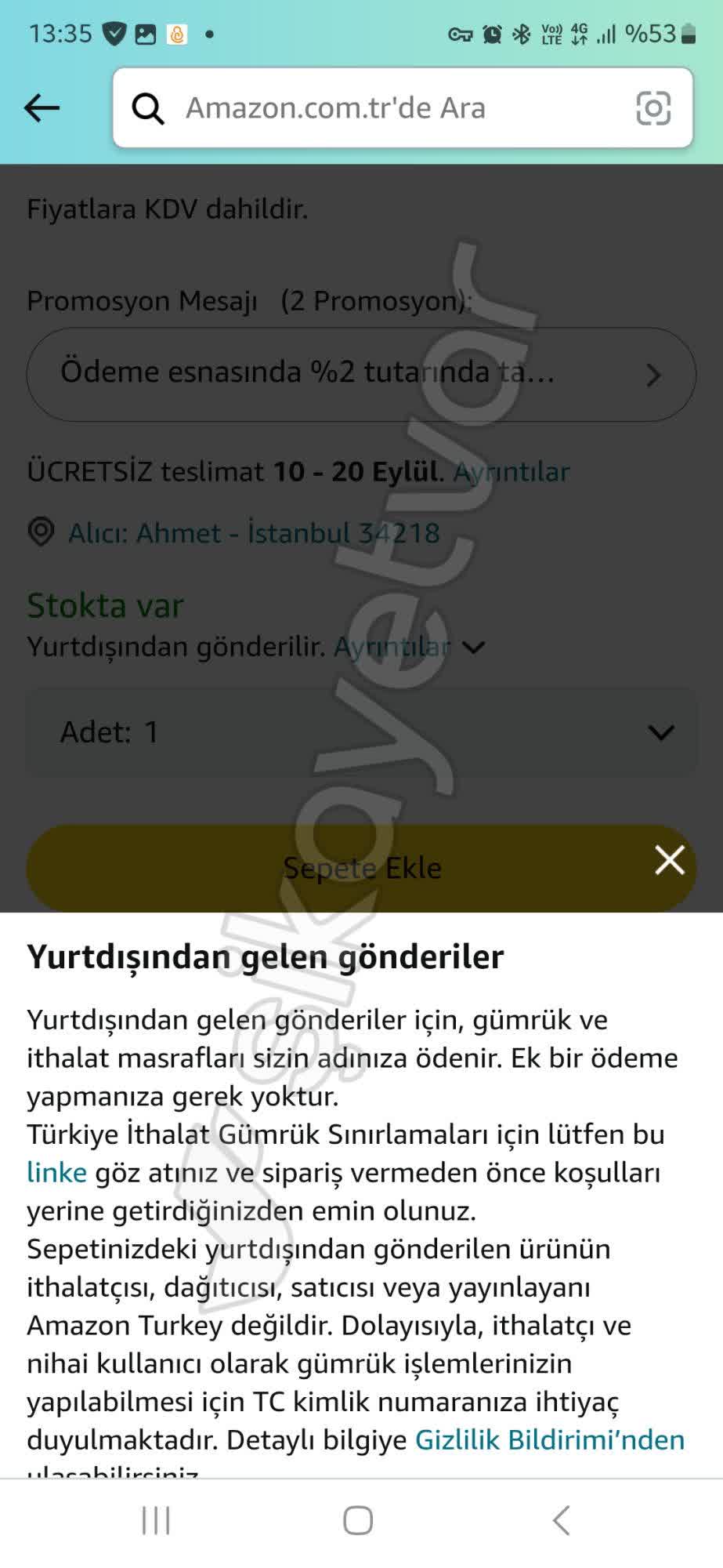 Amazon Yalan Bilgi Veriyor, Sorumluluk Almıyor. - Şikayetvar