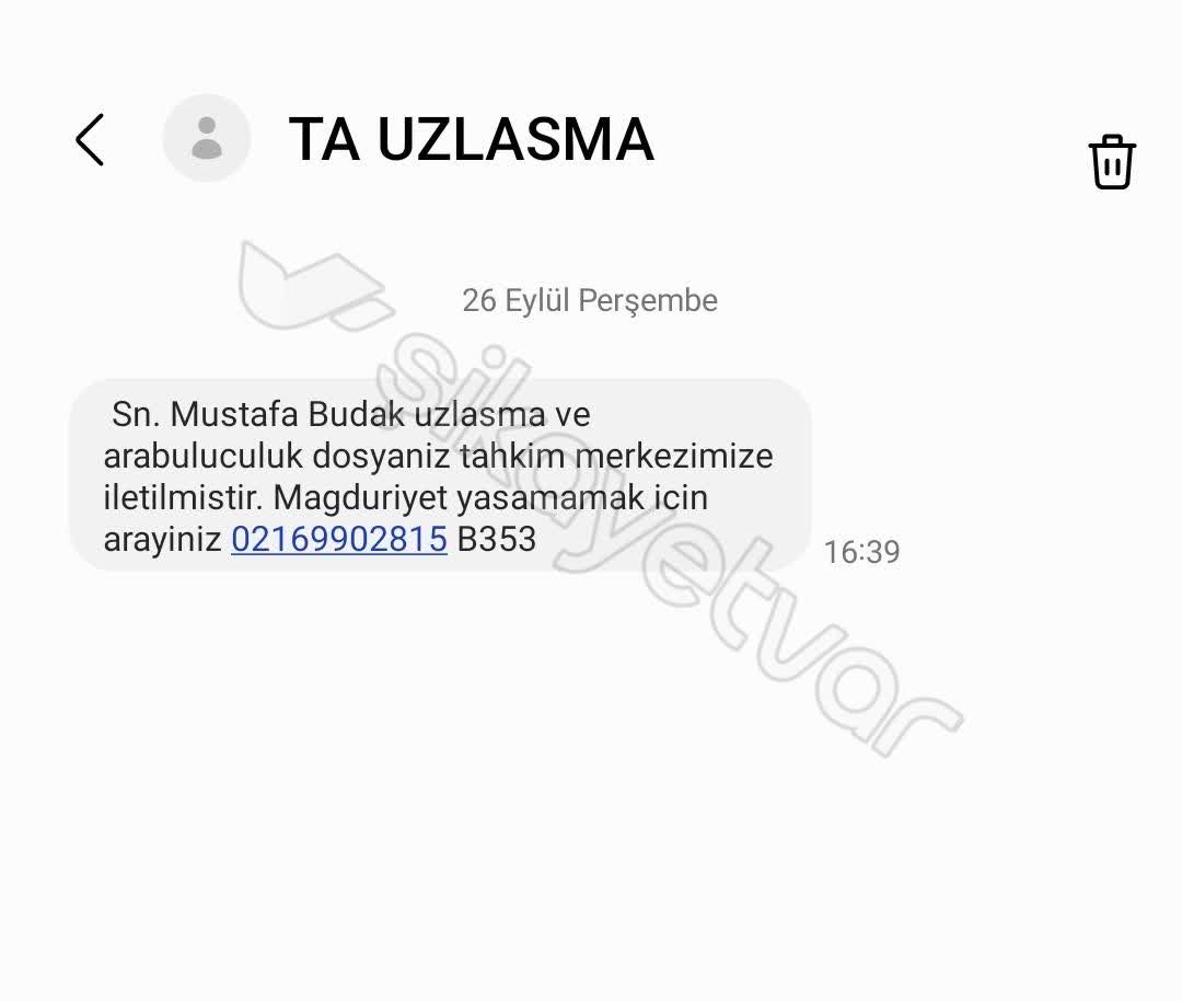 TA UZLASMA (SMS) Ta. Uzlaşma Diye Bir Mesaj Geldi Alakam Yoktur ...