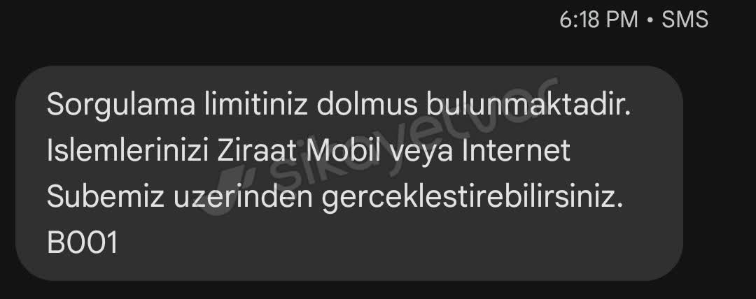 Ziraat Bankası 4747 Limit Sorunu - Şikayetvar