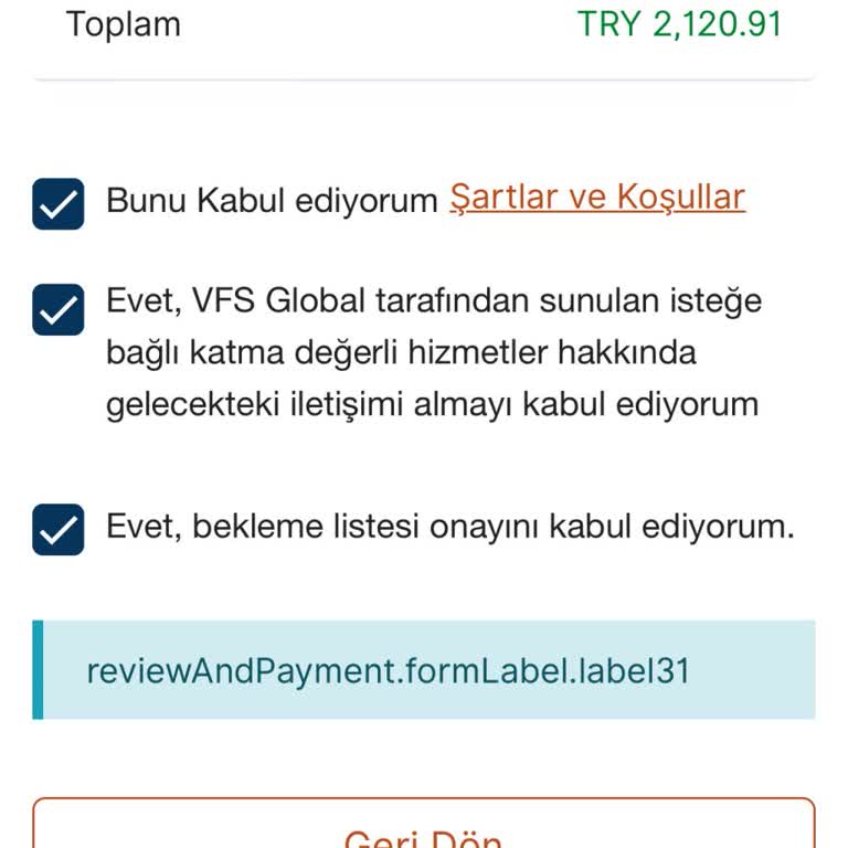 VFS Global Randevu Ekranı Hatası - Şikayetvar