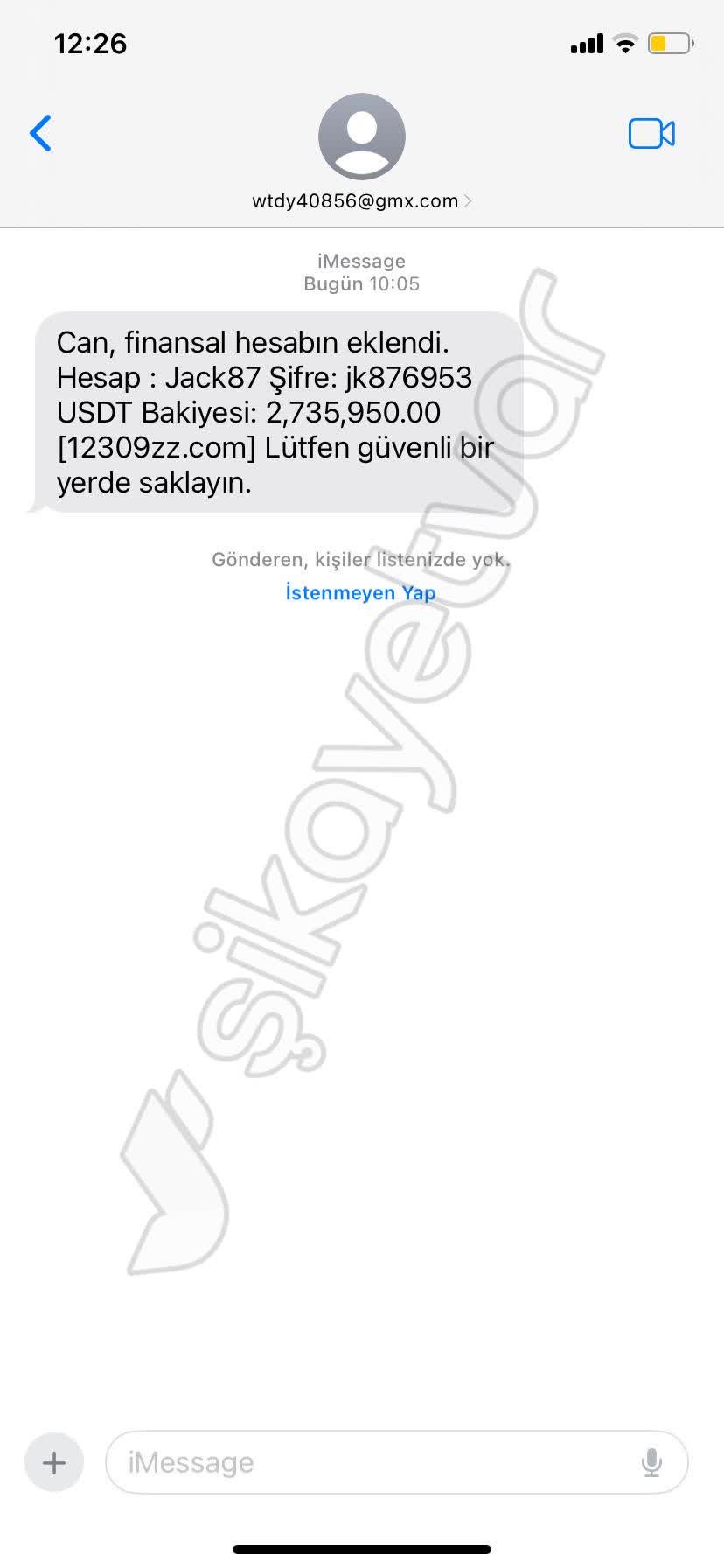 Meta Can, Finansal Hesabın Eklendi. Mesajı - Şikayetvar