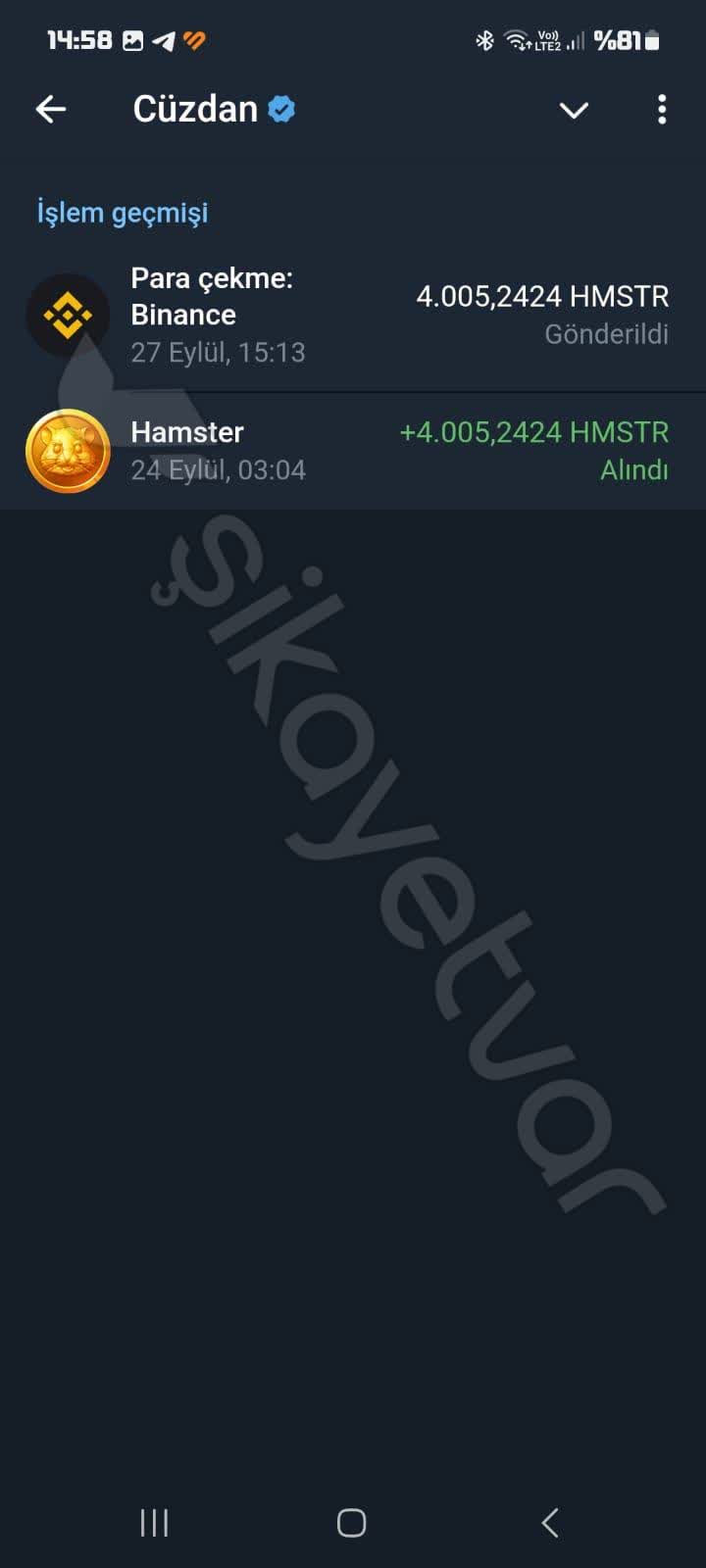 Telegram Wallet Telegram Coin Transfer Hatası - Şikayetvar