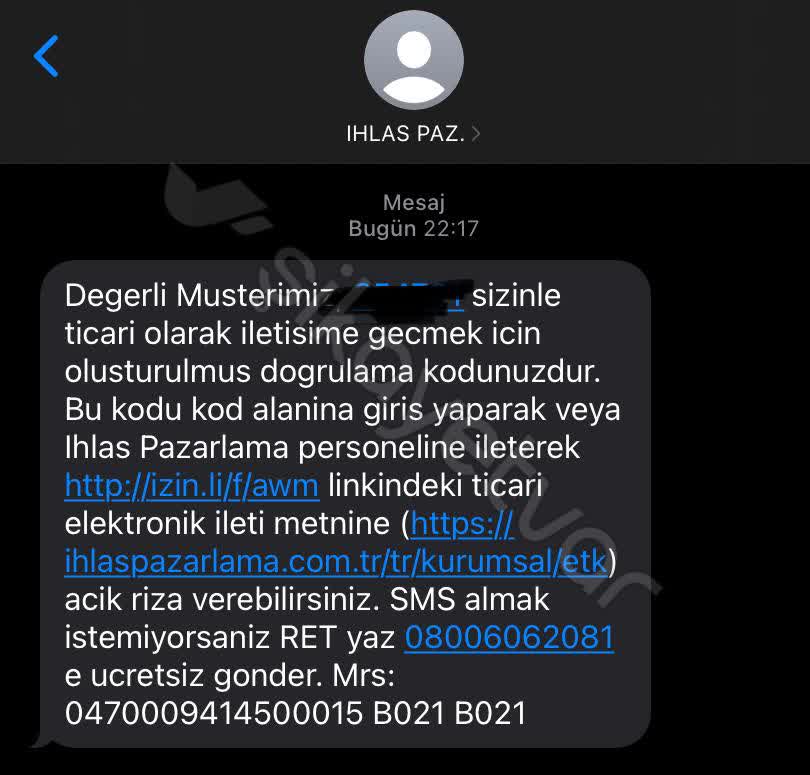 İhlas Ev Aletleri Alakam Olmadığı Halde Doğrulama Kodu Gelmesi ...
