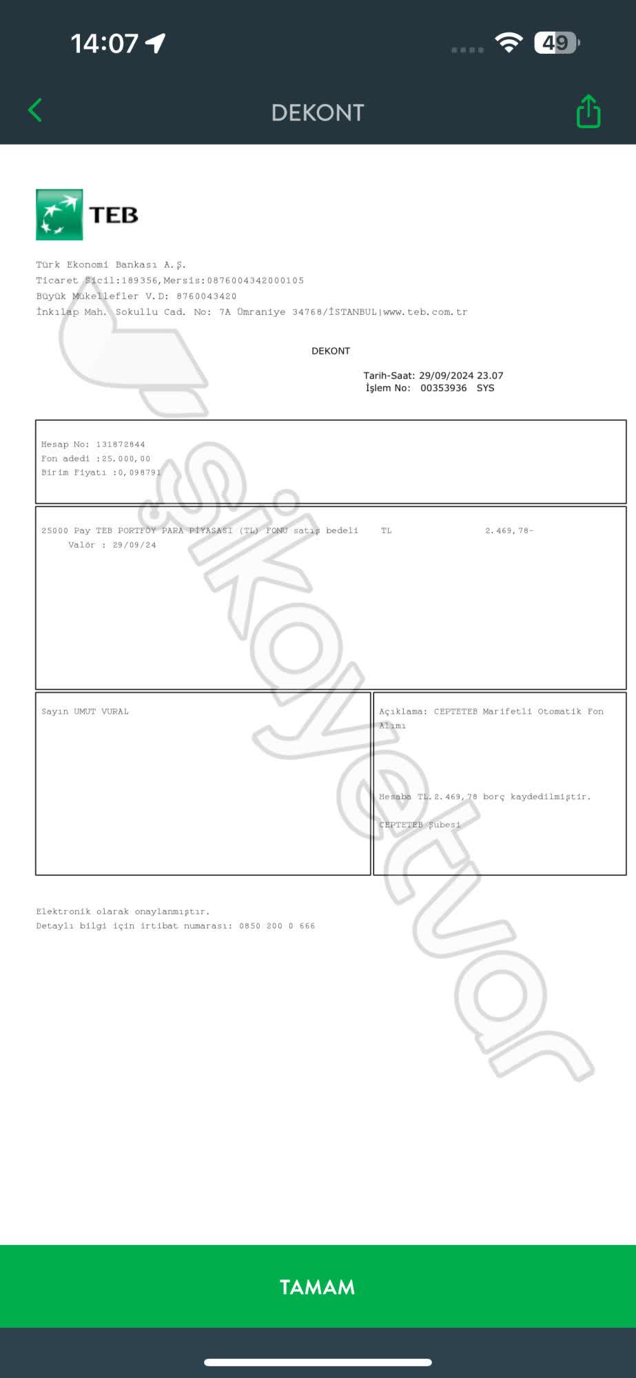 TEB Marifetli Hesap Müşteriyi Yanıltıyor - Şikayetvar
