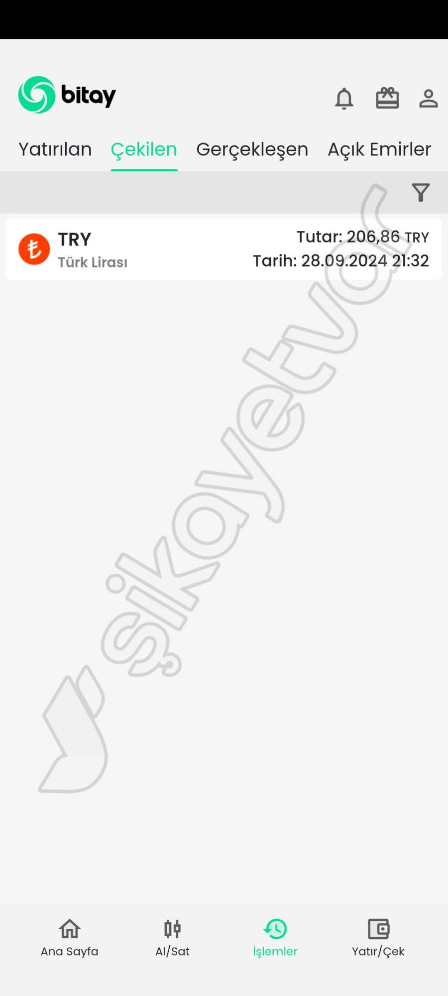 Bitay Para Çekme İşlemi - Şikayetvar