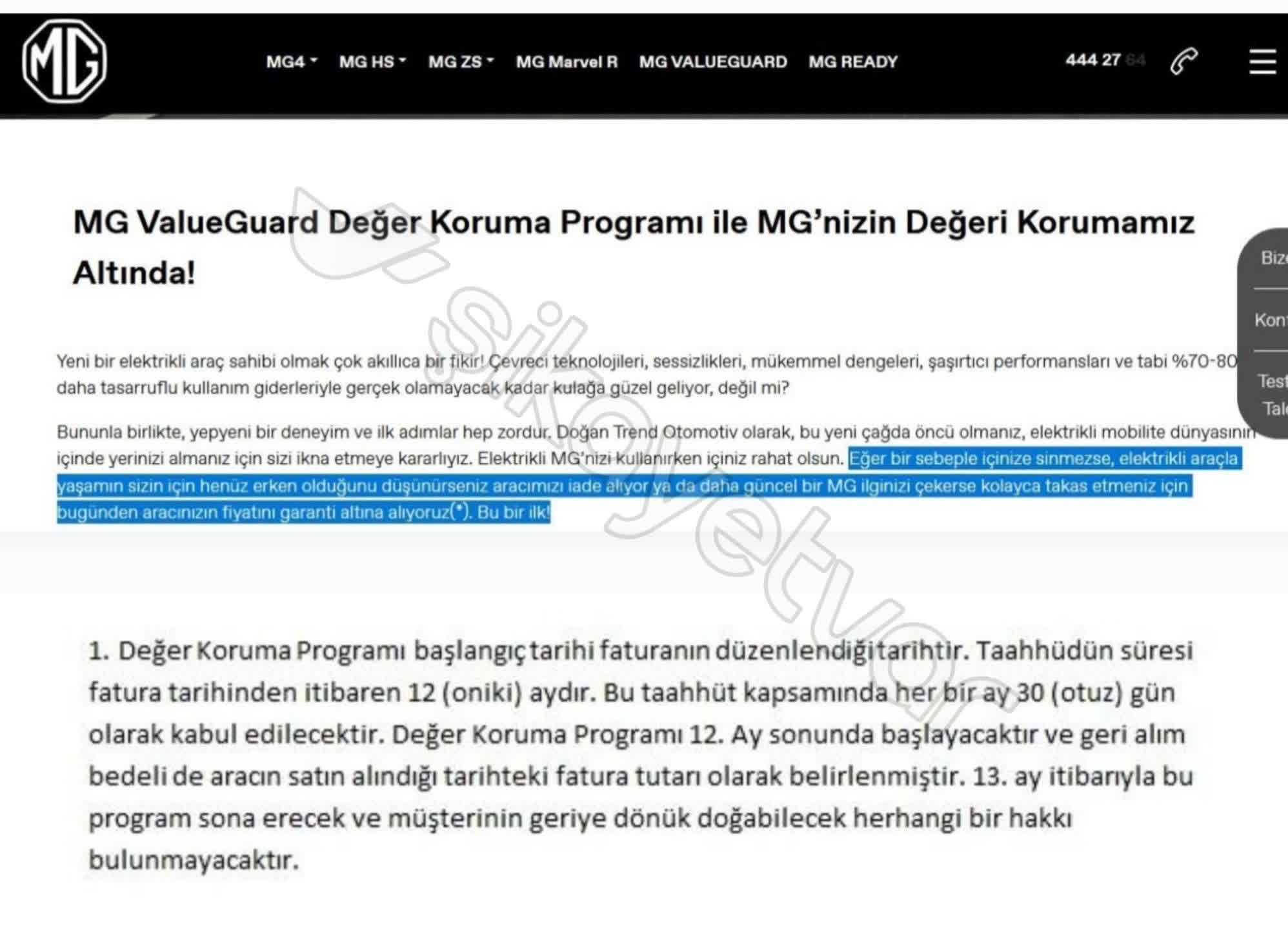 MG Türkiye Valueguard Programı Başvurusunda İletişim Sorunları ve ...