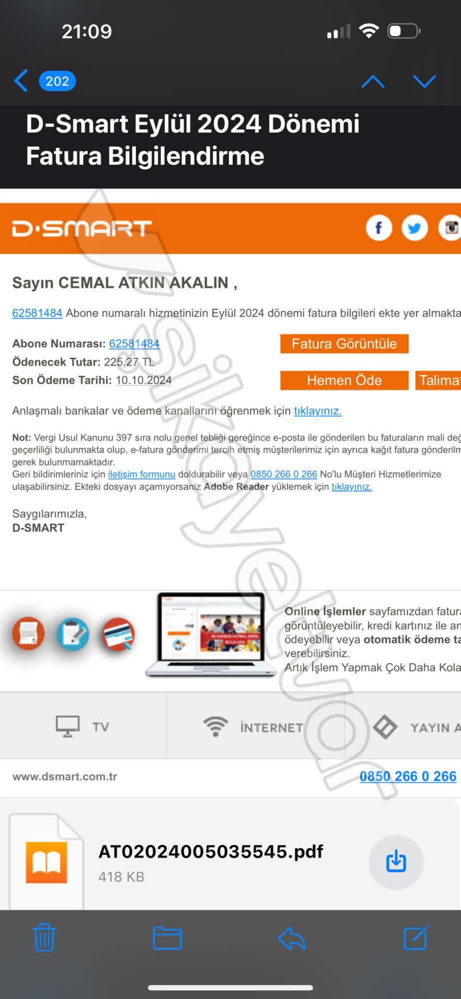 D-Smart Ölüm Sonrası Fatura Şoku: DSmart'ın İlgisizliği - Şikayetvar