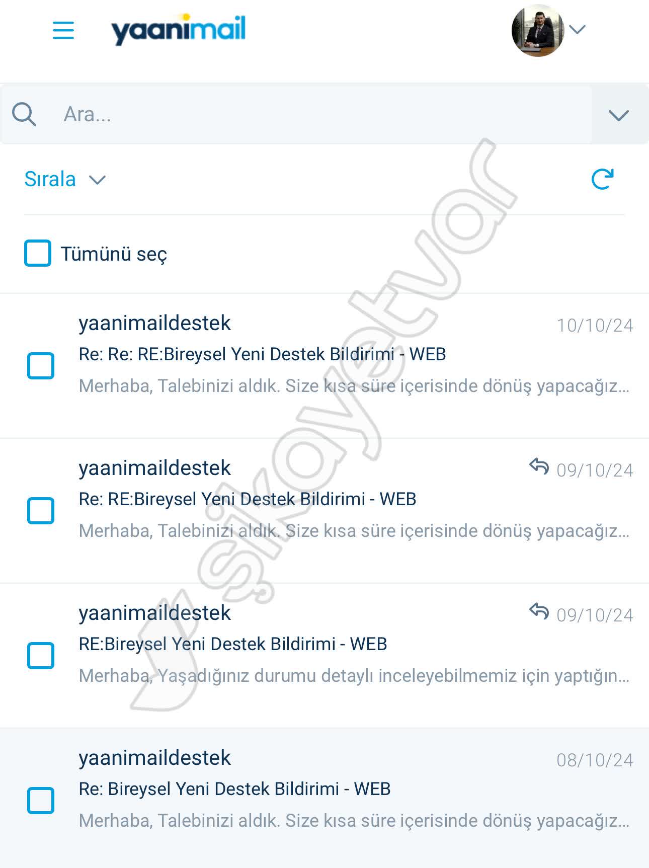 Yaani Mail İle İletişim Sorunları - Şikayetvar