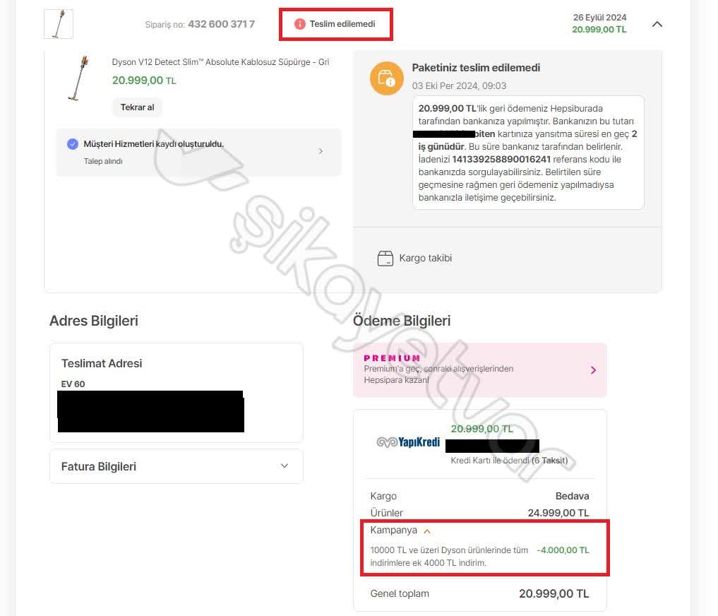 Dyson Süpürge İndirim Kuponu Mağduriyeti - Şikayetvar