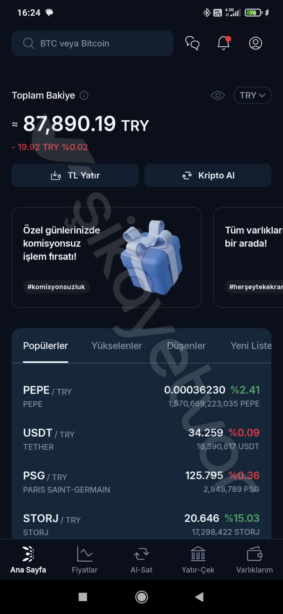 BTCTURK BTC Türk'te Ani Değer Düşüşleri Ve Yüksek Komisyonlar - Şikayetvar