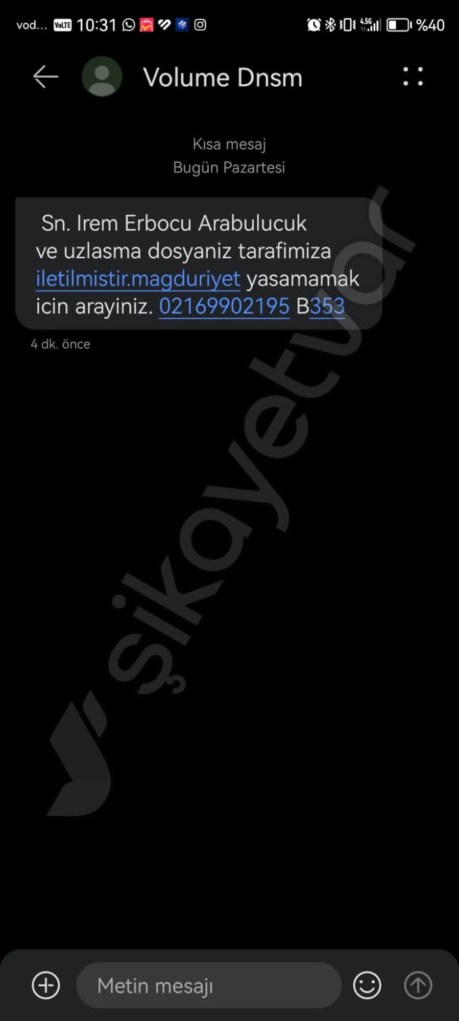 Volume Dnsm (SMS) Sahte Tahkim Uyarısı: Yanıltıcı Mesajla Gelen Tehdit ...