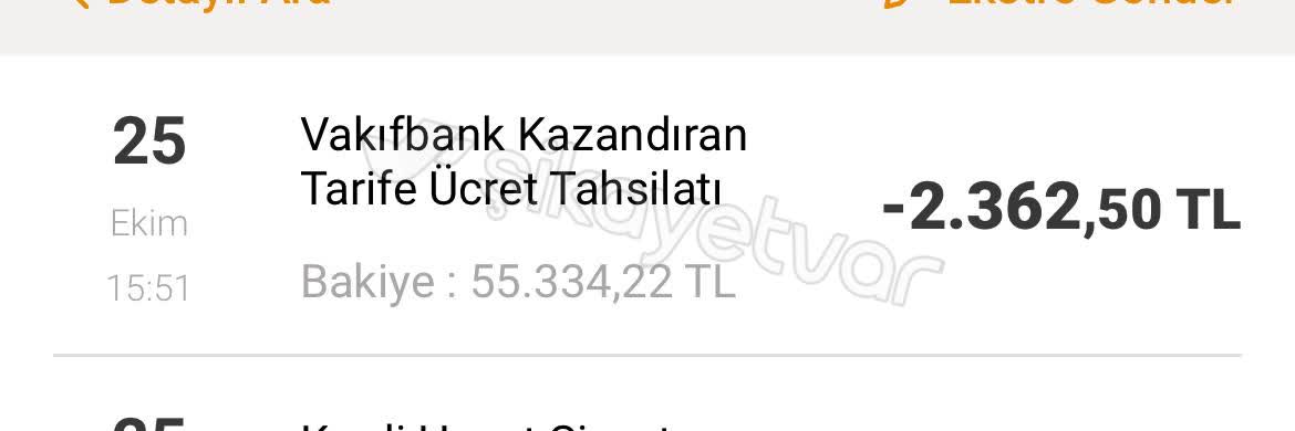 VakıfBank Kazandıran Tarife Ücreti Ve İade Sorunu - Şikayetvar