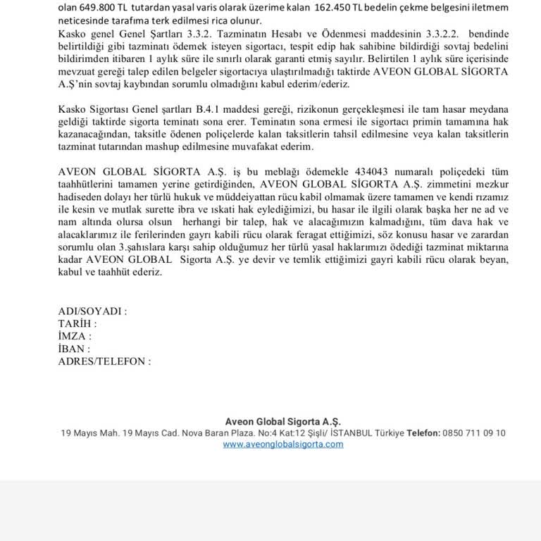 Aveon Global Sigorta Kasko Ödemem 4 Aydır Yapılmadı Muhatap Bulamıyorum ...
