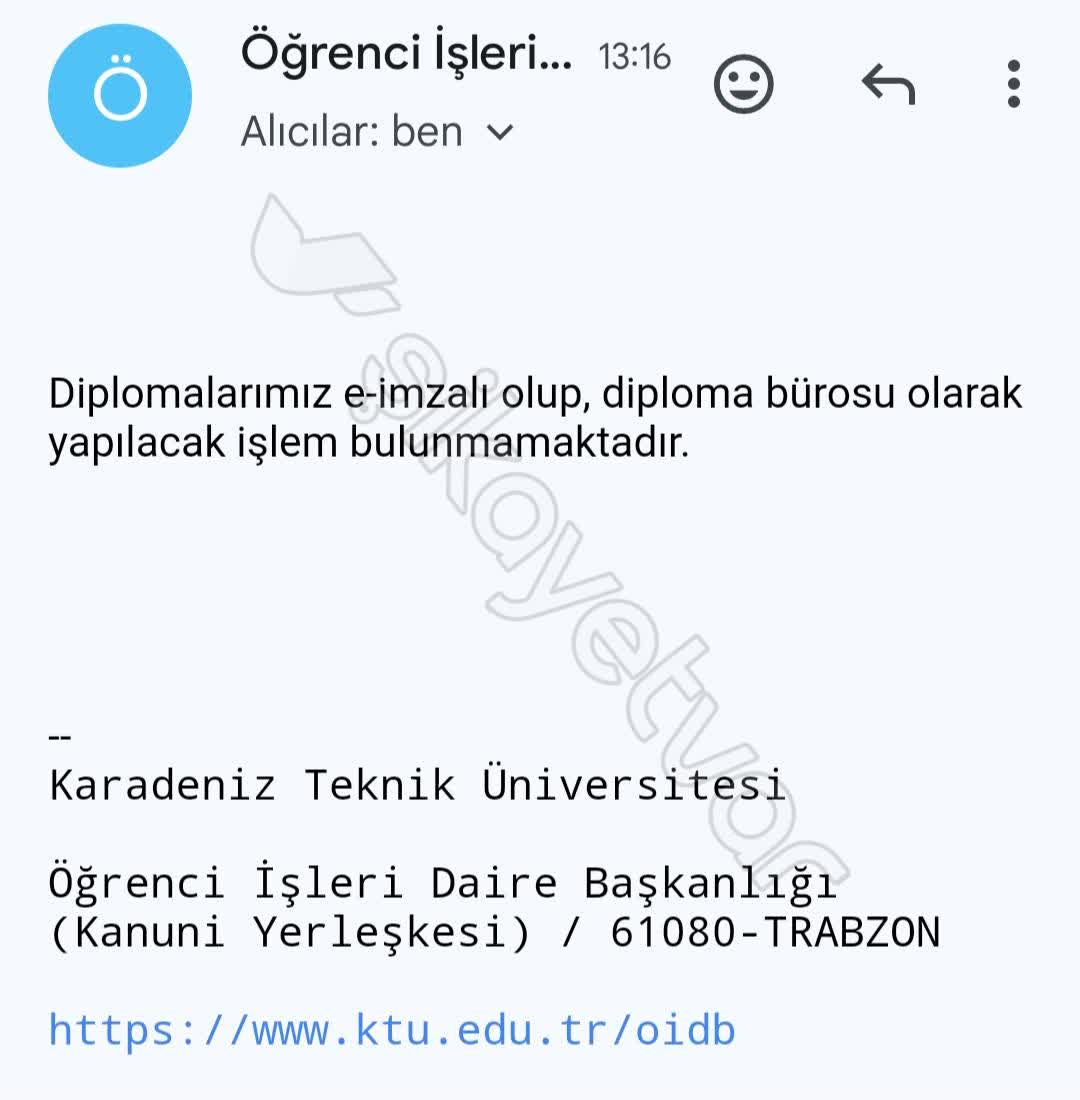 Karadeniz Teknik Üniversitesi E-İmzalı Diploma Mağduriyeti: Islak İmza ...