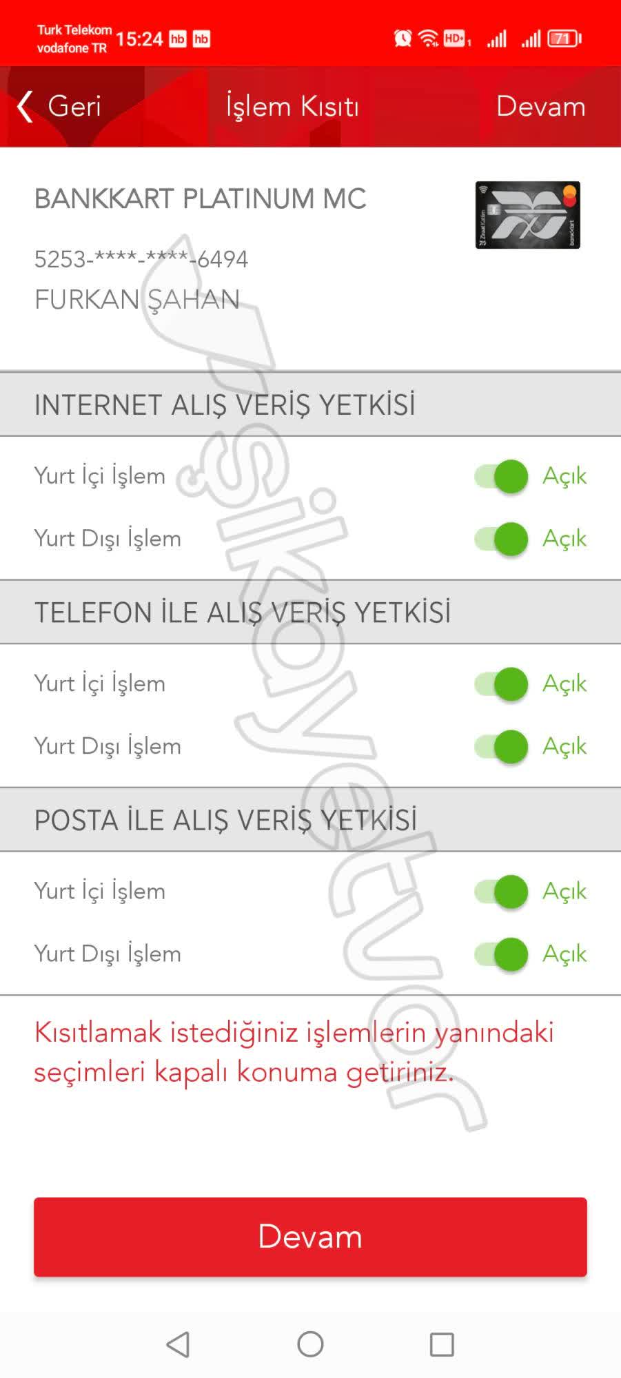 Ziraat Katılım Bankası Bankkart Platinum Temassız Ödeme Sorunu - Şikayetvar