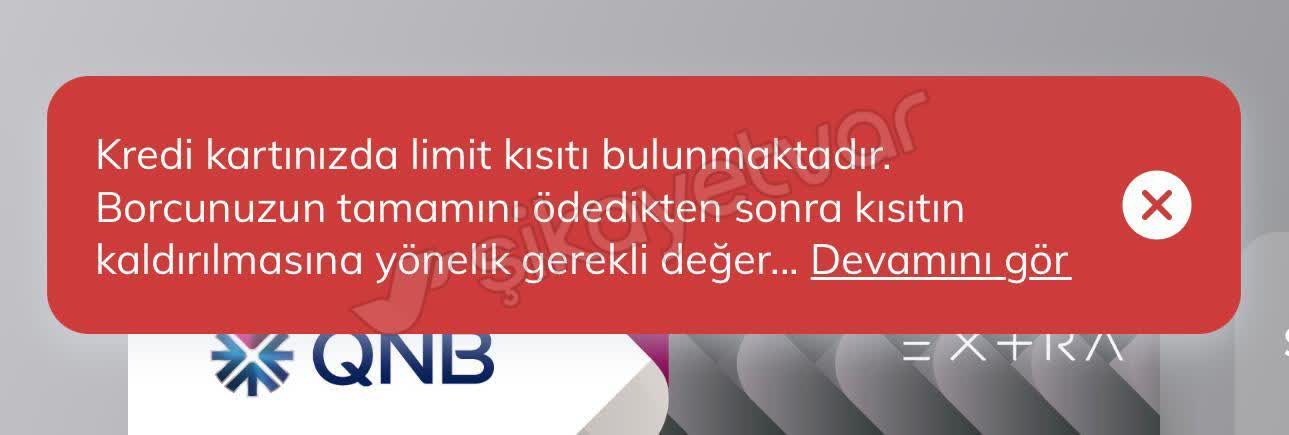 QNB Türkiye Kredi Kartı Limit Kısıtlaması Sorunu Ve Kullanım Engeli - Şikayetvar