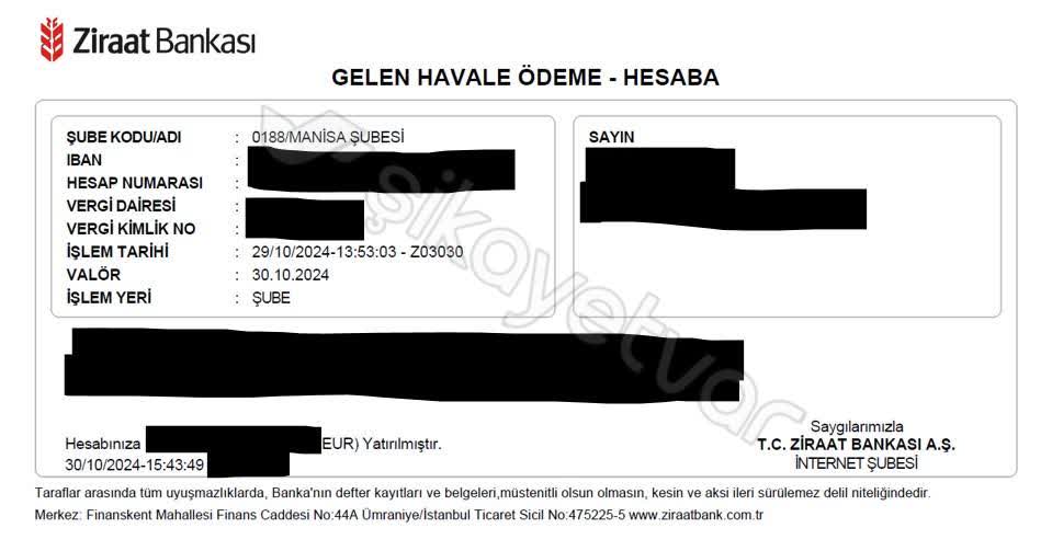 Ziraat Bankası'nda Havale Çekme Sorunu Ve Ek Masraflar - Şikayetvar