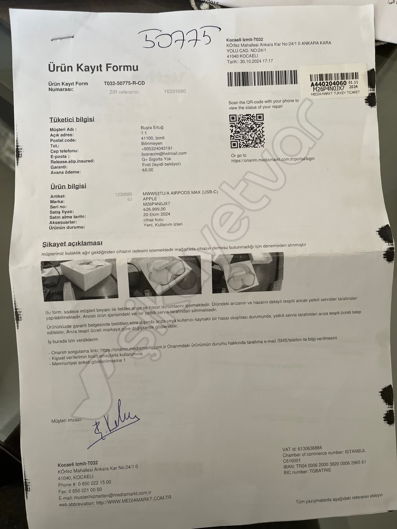 Apple Teşhir Ürünü Eksikliği Ve İade Sorunu - Şikayetvar