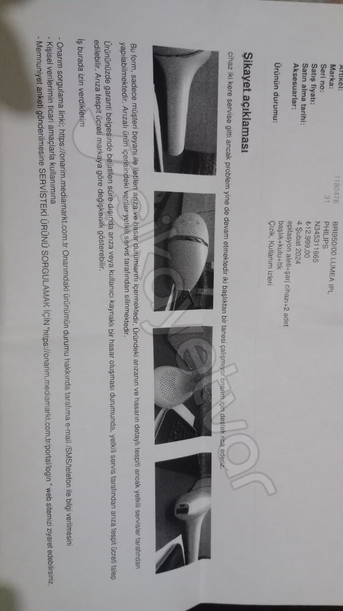 Philips Lazer Epilasyon Cihazı Yüz Başlığı Sorunu - Şikayetvar