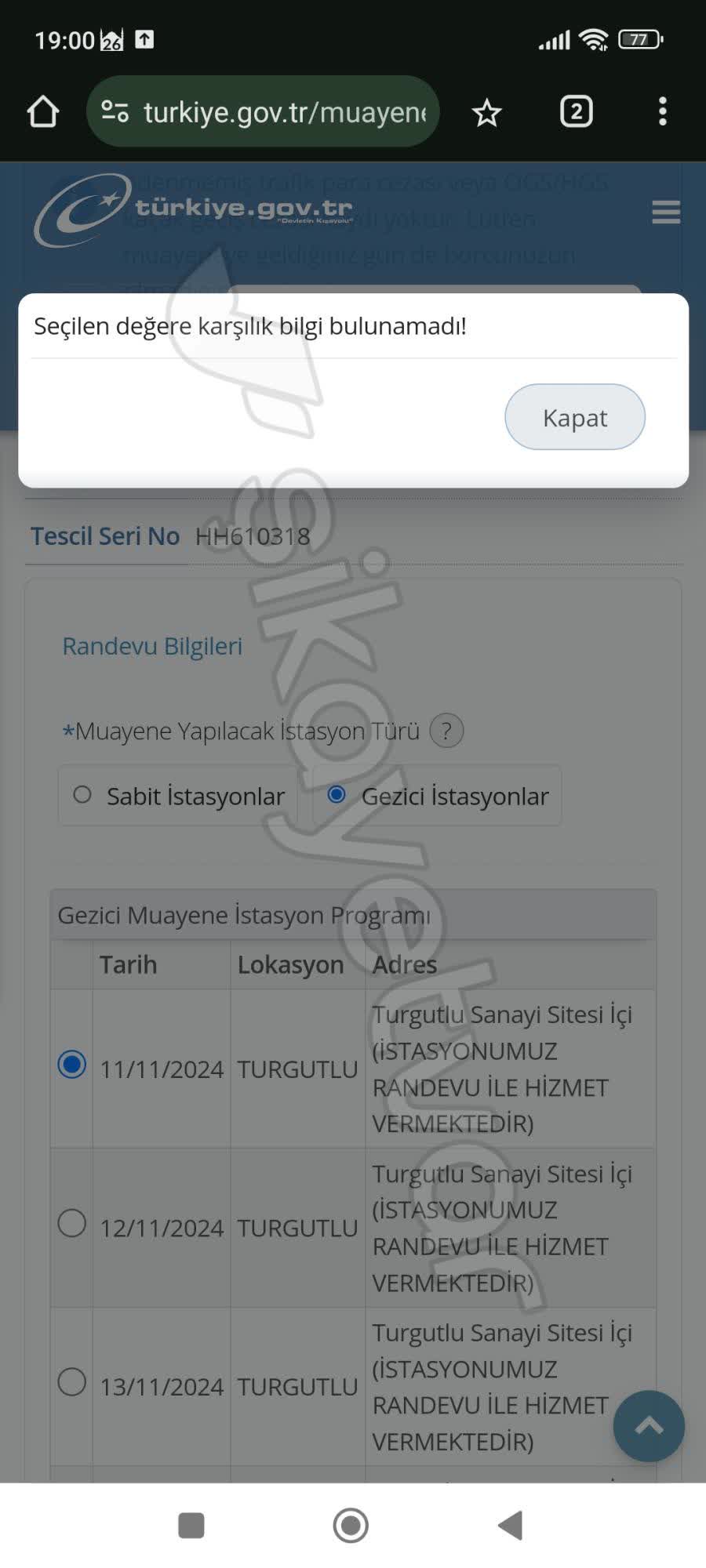 E-Devlet | Turkiye.gov.tr Araç Muayene Randevusu Alamama Sorunu ...