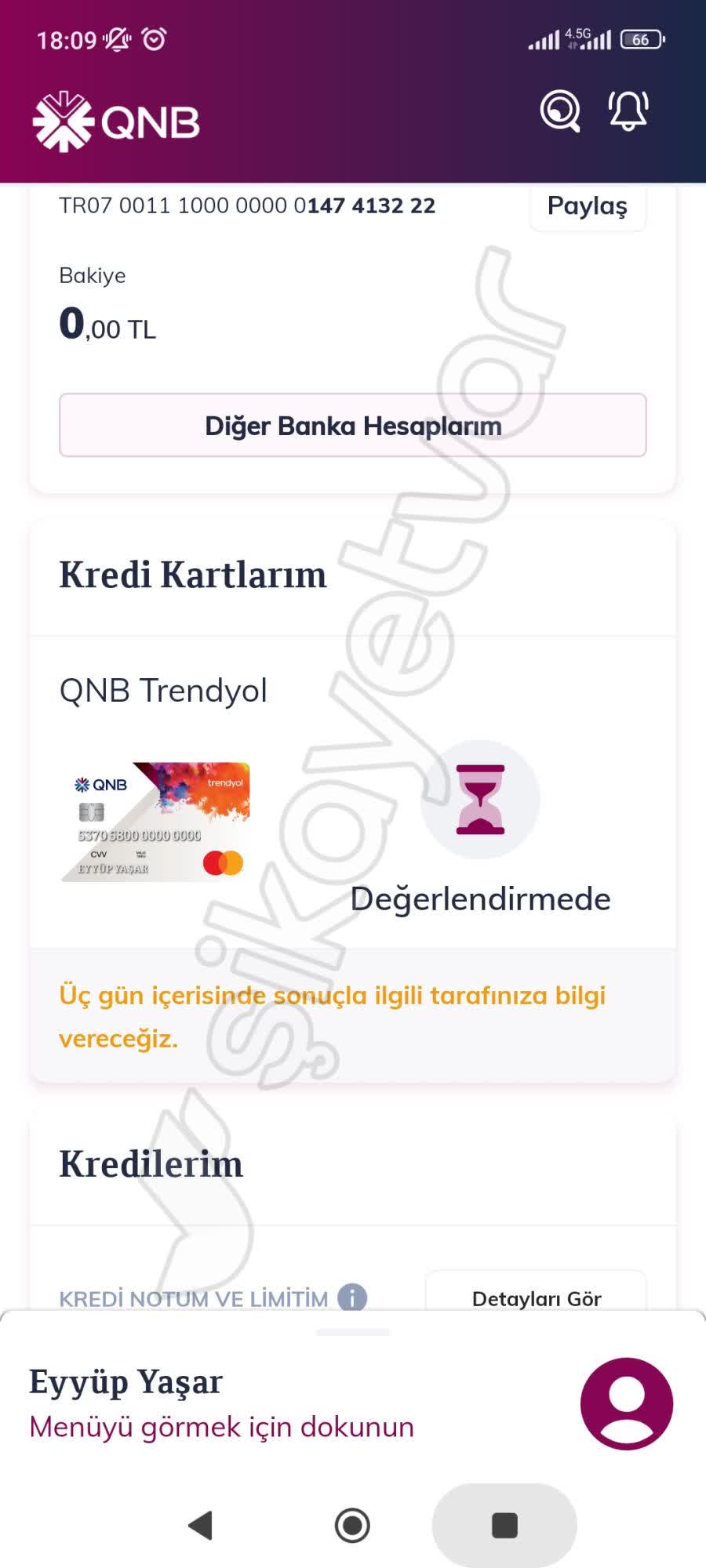 QNB Türkiye Trendyol Kredi Kartı Başvurusunda Geri Dönüş Sorunu - Şikayetvar