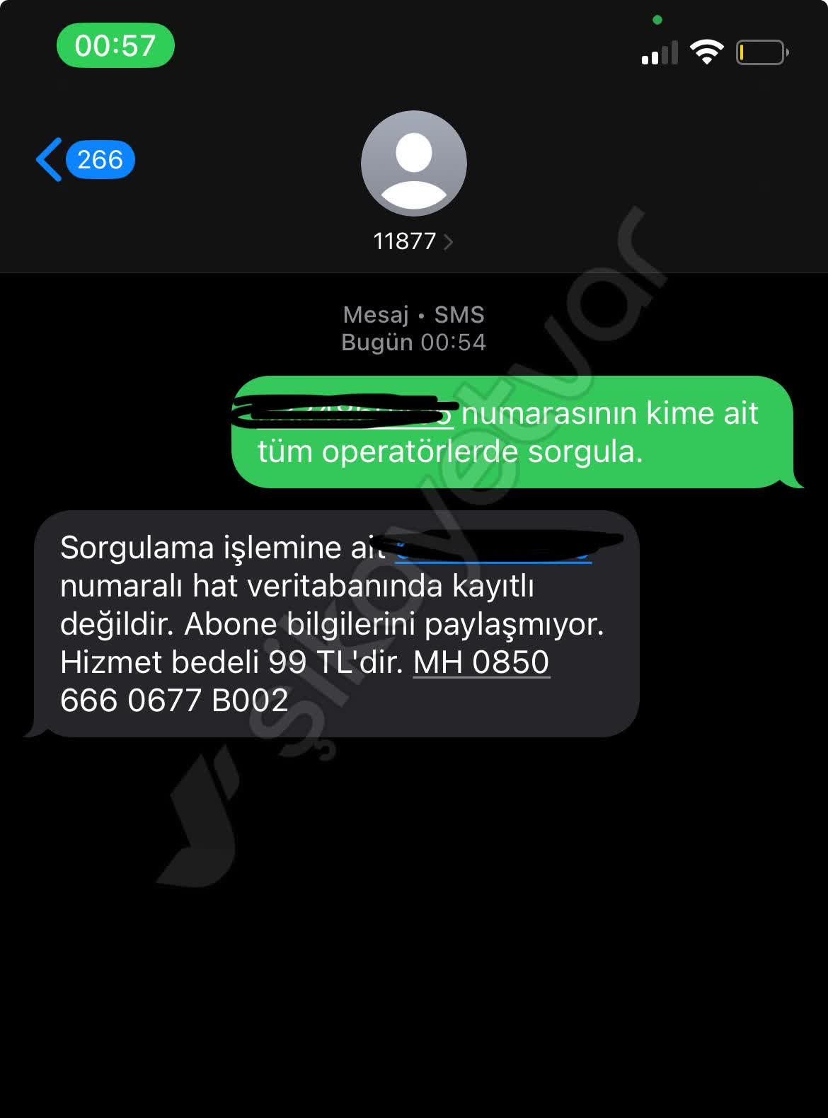 11877'nin Bilgilendirme Yapmadan Ücret Talebi - Şikayetvar