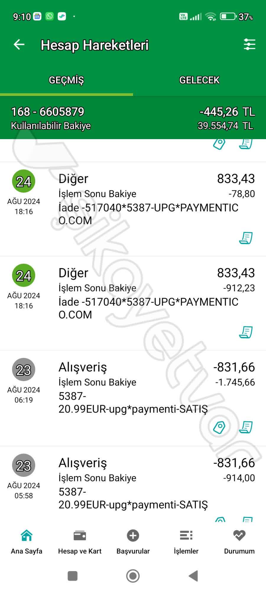Paymentico Banka Kartımdan Bilgim Dışında Para Çekildi - Şikayetvar