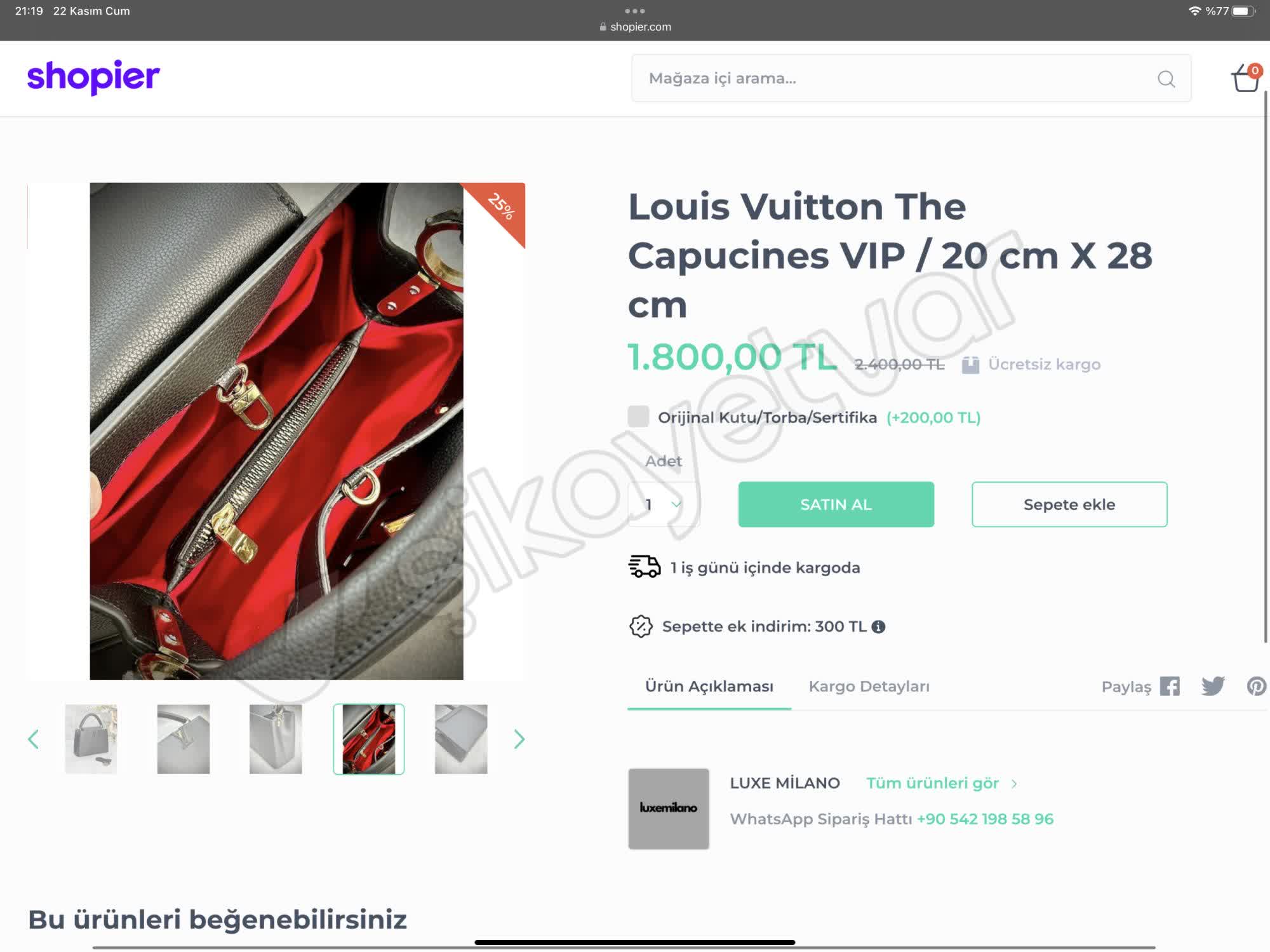 Shopier Luxe Milano'dan Gelen Hayal Kırıklığı - Şikayetvar